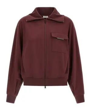 Brunello Cucinelli Zip-up Long Sleeved Sweatshirt - Red