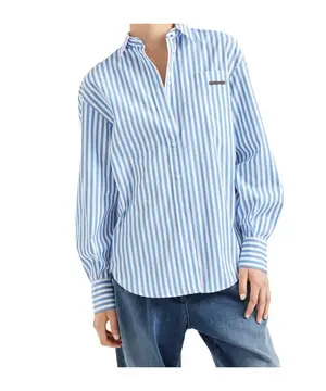Brunello Cucinelli Striped Long Sleeved Shirt - Blue