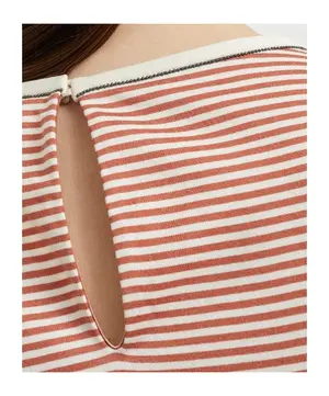 Brunello Cucinelli Shiny Neck Detail Striped Jersey T-shirt
