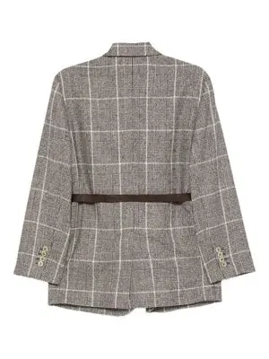 Brunello Cucinelli Checked Belted Jacket