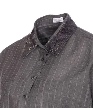 Brunello Cucinelli Embellished Striped Shirt