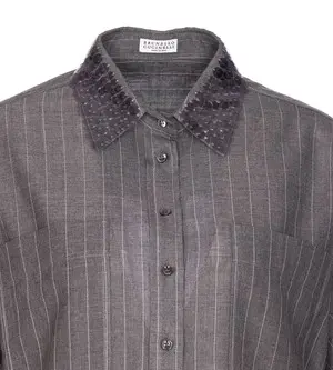 Brunello Cucinelli Embellished Striped Shirt