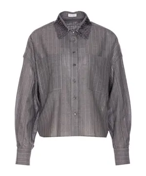 Brunello Cucinelli Brunello Cucinelli Embellished Striped Shirt No
