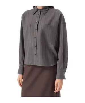 Brunello Cucinelli Embellished Striped Shirt - No