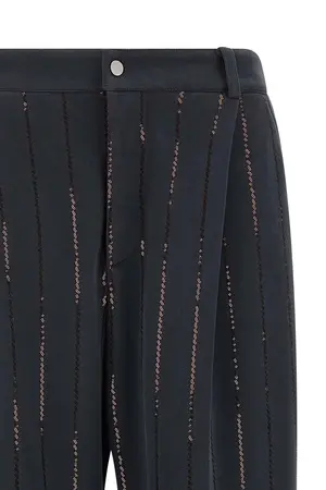 Brunello Cucinelli Dazzling Chalk Stripe Embroidered Joggers