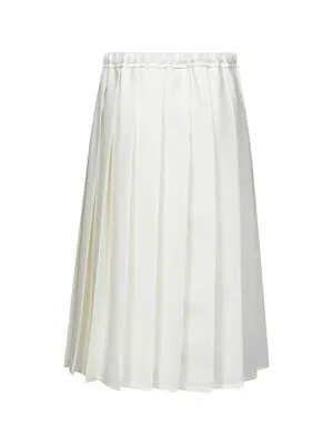 Brunello Cucinelli Pleated Drawstring Midi Skirt - White