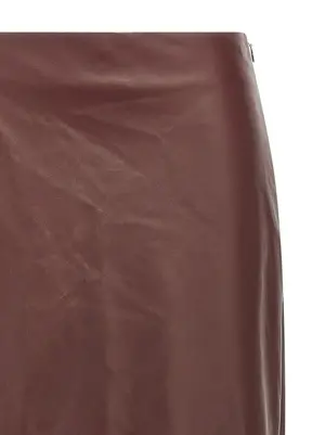 Brunello Cucinelli Slit Detailed Leather Midi Skirt