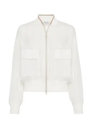 Brunello Cucinelli Striped Bomber Jacket