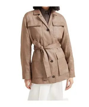 Brunello Cucinelli Long-sleeved Belted Jacket - Nude