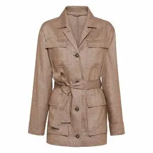 Brunello Cucinelli Long-sleeved Belted Jacket - Nude