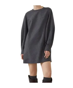Brunello Cucinelli Long Sleeve Crewneck Dress - Black