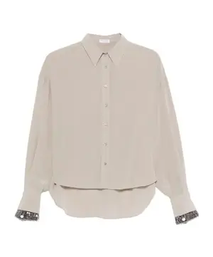 Brunello Cucinelli Sequin Embellished Silk Shirt