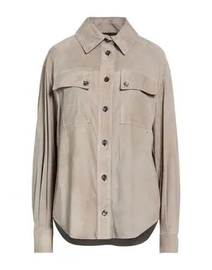 MOORER Shirt Taupe Size Leather