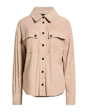MOORER MOORER Suede Shirt With Classic Collar Sand