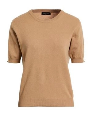 ROBERTO COLLINA Merino Wool And Cashmere Short Sleeve Sweater - Camel