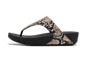 Fitflop Lulu Snake Embossed Wedge Sandals - Black