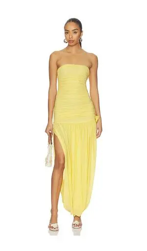 MAYGEL CORONEL Strapless Ruched Midi Dress