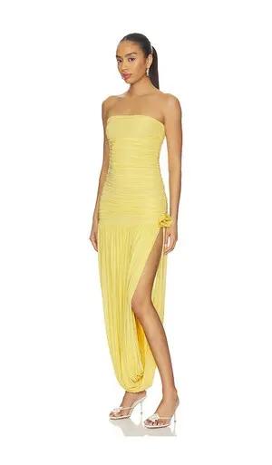 MAYGEL CORONEL Strapless Ruched Midi Dress