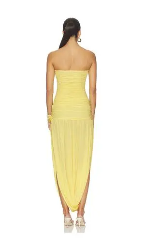 MAYGEL CORONEL Strapless Ruched Midi Dress