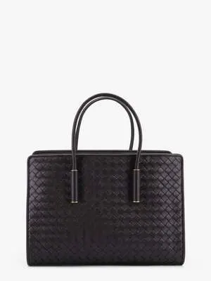 Bottega Veneta Barbara Intrecciato Leather Handbag - Black