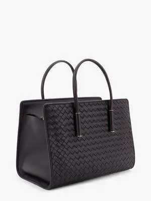 Bottega Veneta Barbara Intrecciato Leather Handbag - Black