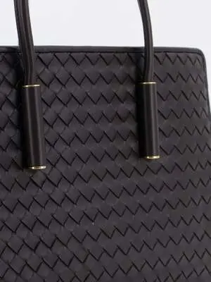 Bottega Veneta Barbara Intrecciato Leather Handbag - Black