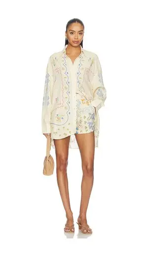 Agua Bendita Embroidered Linen Blend Shirt