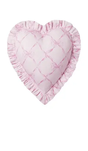 LoveShackFancy Sweetheart Ruffle Heart Pillow In Pink - Raspberry Rose