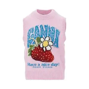 GANNI Wool-blend Knitted Top