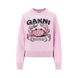 GANNI Crab Motif Wool-blend Sweater