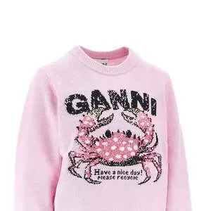 GANNI Crab Motif Wool-blend Sweater