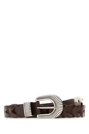 GOLDEN GOOSE Woven Leather Belt - Brown