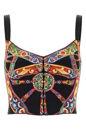Dolce & Gabbana Printed Charmeuse Top - Red