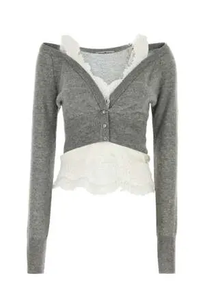Ermanno Scervino Two-tone Cashmere And Stretch Silk Top