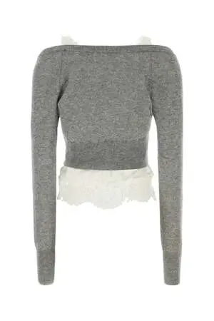 Ermanno Scervino Two-tone Cashmere And Stretch Silk Top