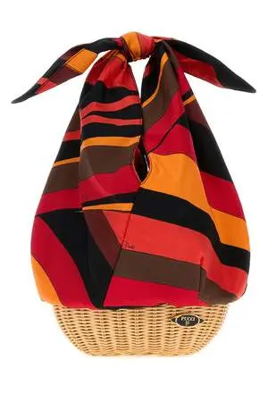 Emilio Pucci Printed Twill Bucket Bag - White