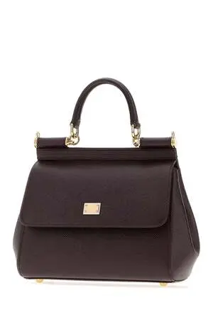 Dolce & Gabbana Aubergine Leather Medium Sicily Handbag