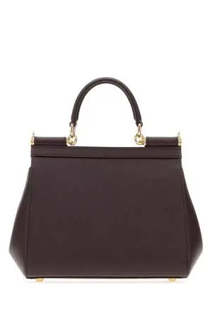 Dolce & Gabbana Aubergine Leather Medium Sicily Handbag
