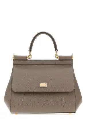 Dolce & Gabbana Leather Medium Sicily Handbag - Grey