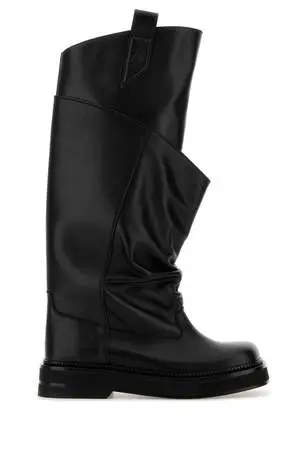 Attico Leather Passeggiata Boots - Black