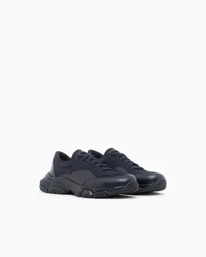 Giorgio Armani Sneaker In Nylon And Leather With Rubber Sole