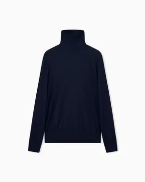 Giorgio Armani Sweater Regular Fit Plain Knit Cashmere - Black