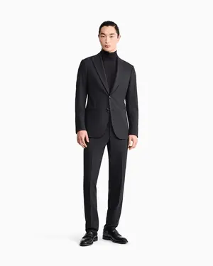 Giorgio Armani Sweater Regular Fit Plain Knit Cashmere - Black