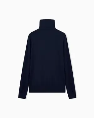 Giorgio Armani Sweater Regular Fit Plain Knit Cashmere - Black