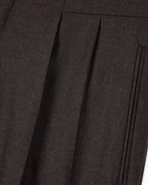 Giorgio Armani Oversized Double Pleat Virgin Wool Flannel Trousers - Brown