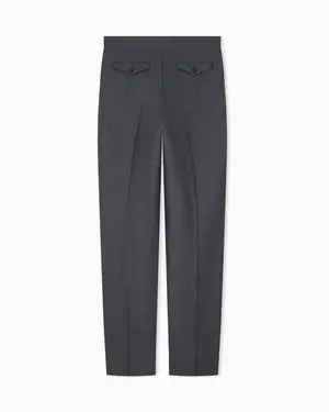 Giorgio Armani Oversized Double Pleat Trousers In Virgin Wool Flannel