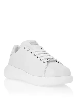 Philipp Plein Nappa Leather Monogram Low Top Sneakers - White