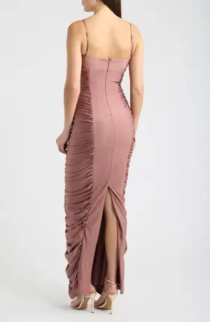 Black Halo Amoria Stretch Satin Body-con Gown