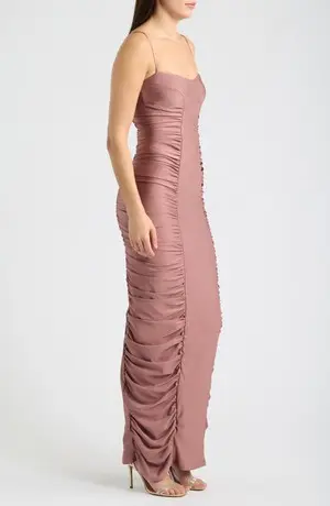 Black Halo Amoria Stretch Satin Body-con Gown