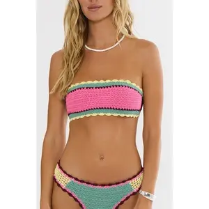 Beach Riot Beach Riot Crochet Bandeau Swim Top Raspberry Bloom Crochet